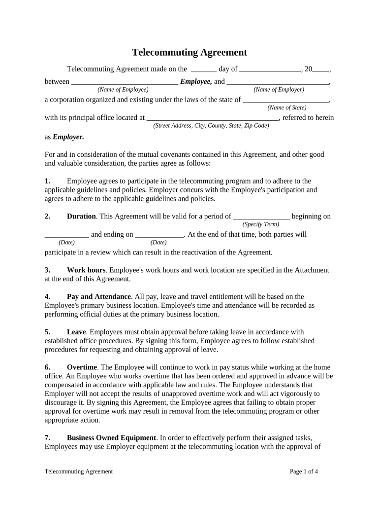 Telecommuting Agreement Template