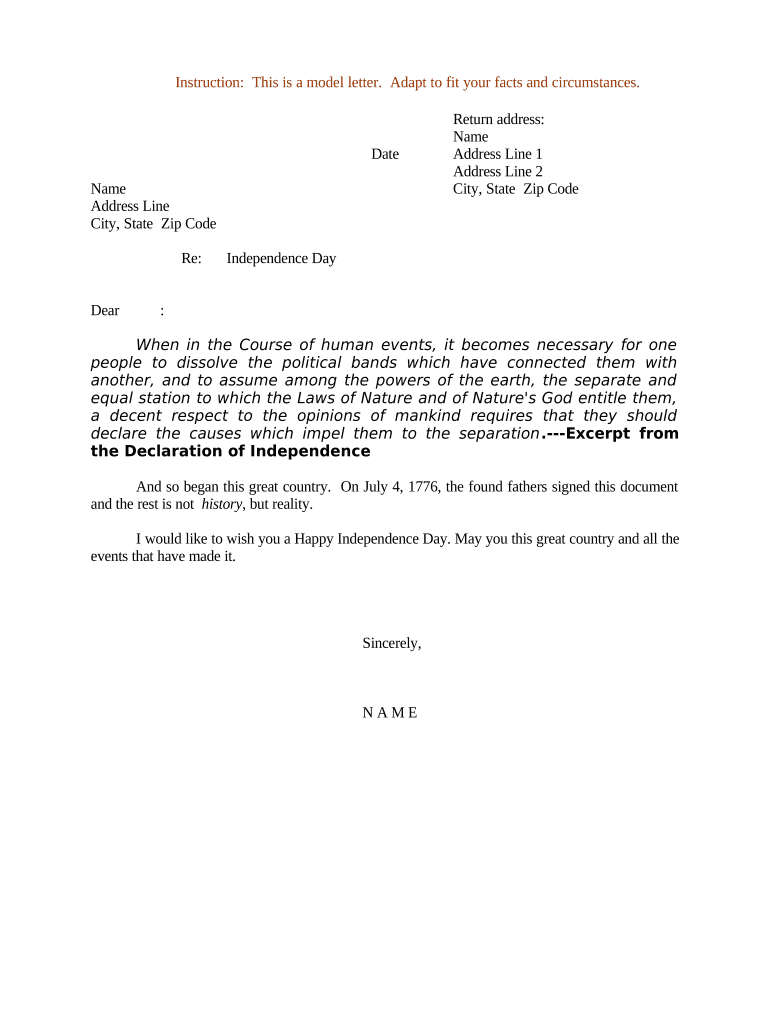 Letter happy independence: Fill out & sign online | DocHub