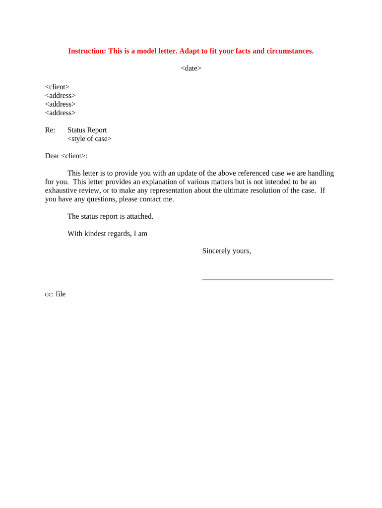 Status Update Letter Sample Doc Template PdfFiller