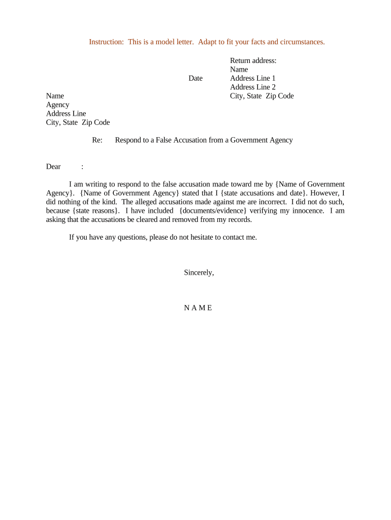 Sample Response Letter To False Allegations Fill Out Sign Online DocHub