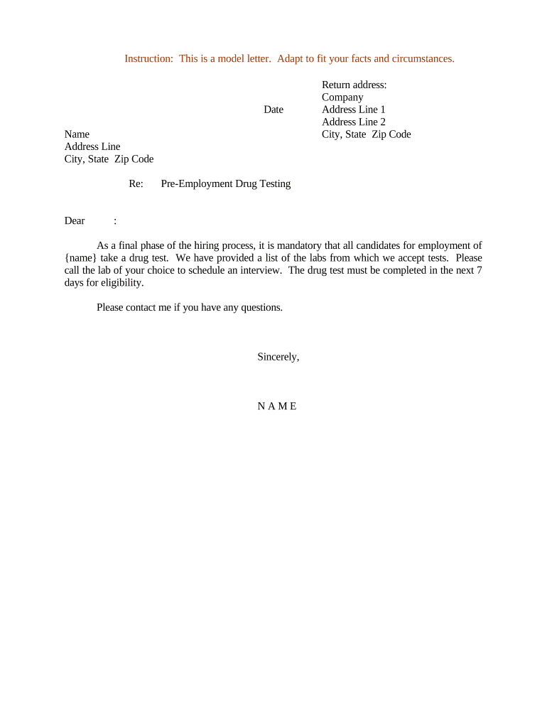 Drug Test Letter Sample Fill Out Sign Online DocHub