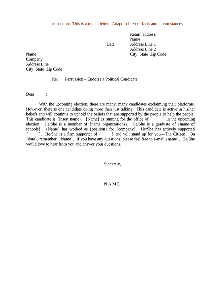 Letter Endorsement Doc Template PdfFiller