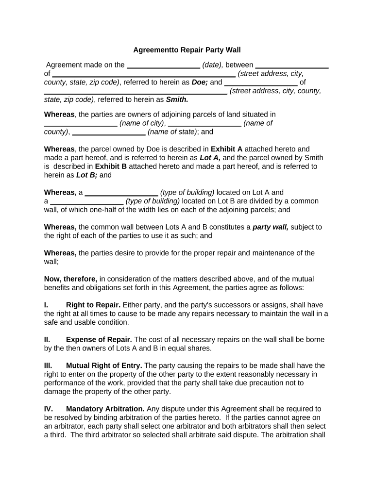 Common wall agreement: Fill out & sign online | DocHub