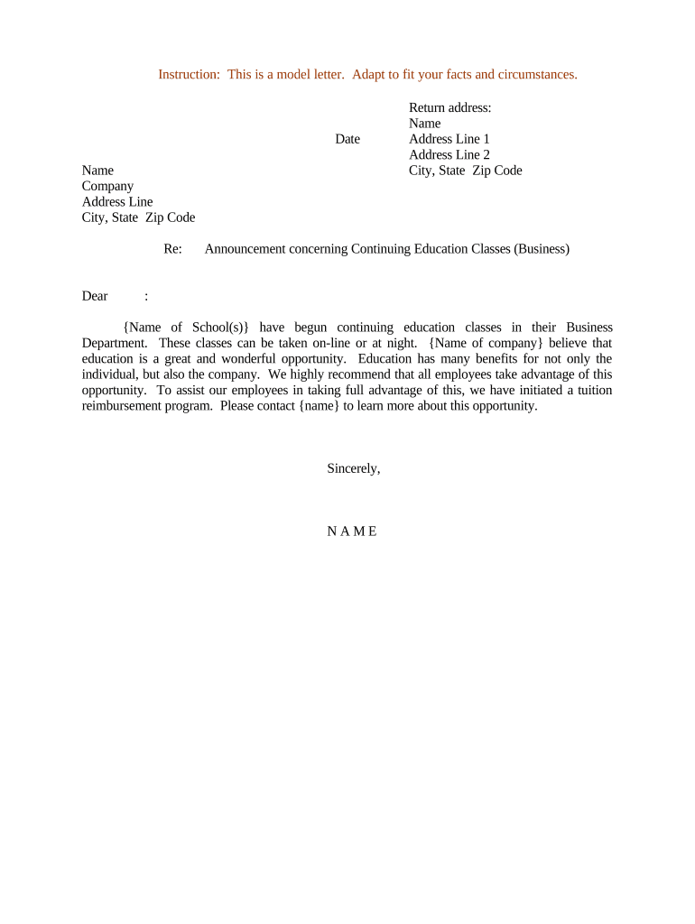 sample letter announcement Doc Template | pdfFiller