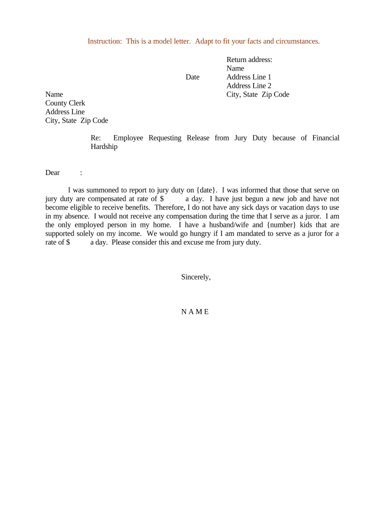 Jury Duty Breastfeeding Letter Fill Out Sign Online DocHub
