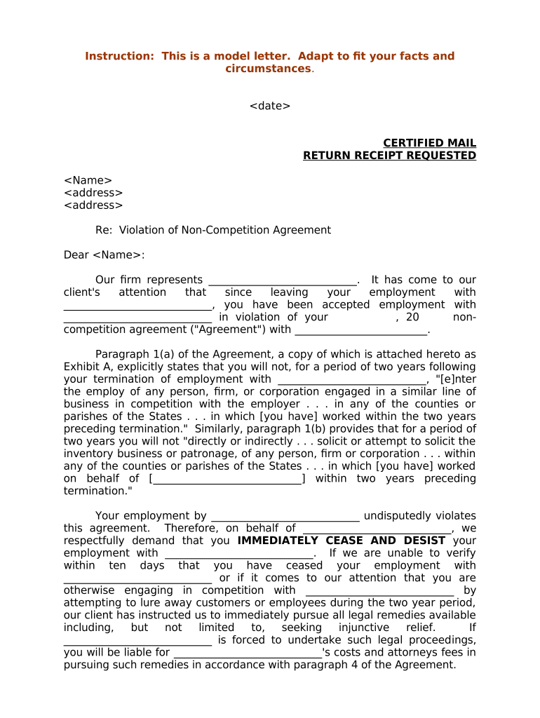 Sample Violation Letter Doc Template PdfFiller