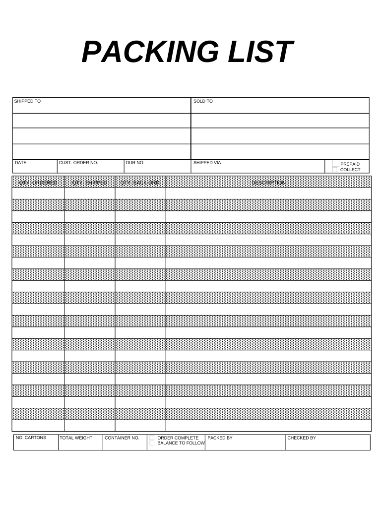 Packing List Doc Template | pdfFiller