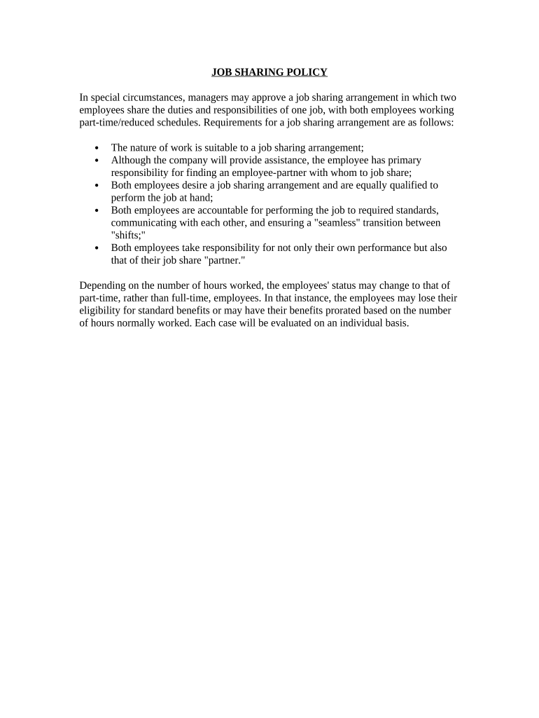Job Sharing Policy Doc Template | pdfFiller