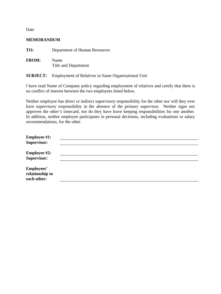 Employment of relatives policy sample: Fill out & sign online | DocHub