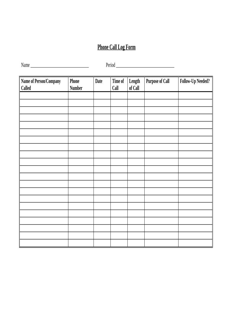 Telephone Log Fill Out Sign Online DocHub