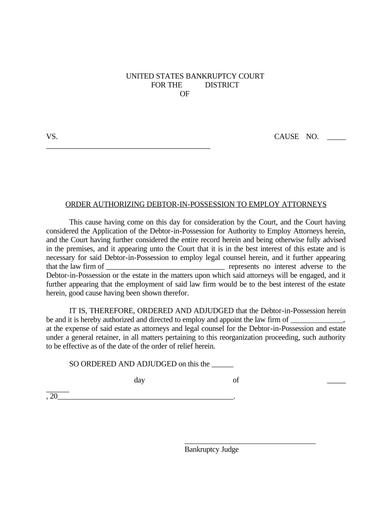 order authorizing Doc Template | pdfFiller