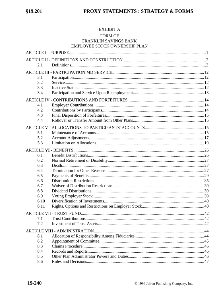 Employee Stock Ownership Plan of Franklin Savings Bank - Detailed: Fill ...