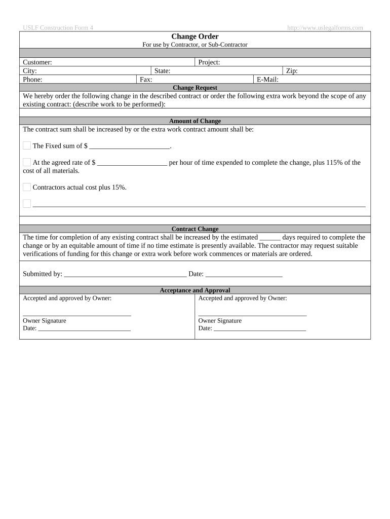 Change Order Doc Template PdfFiller