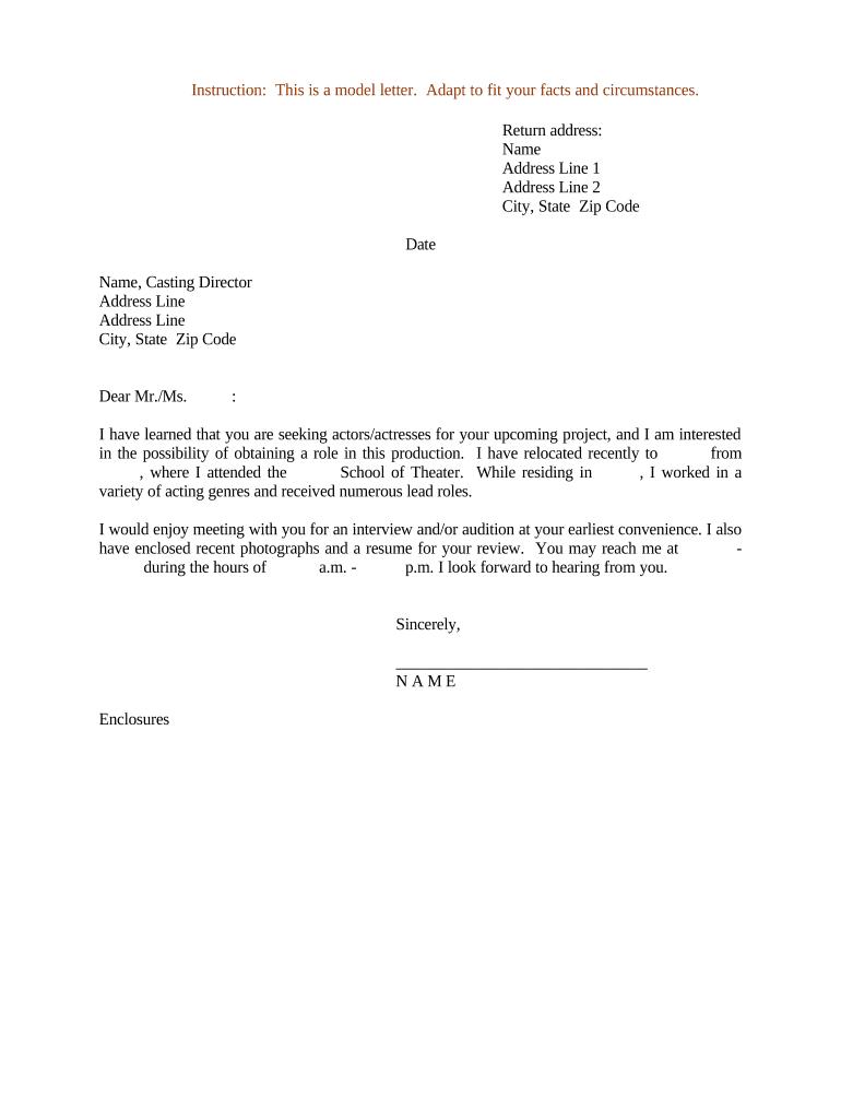 Acting Cover Letter Fill Out Sign Online DocHub