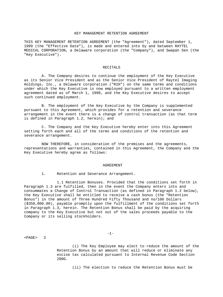 Employee retention agreement: Fill out & sign online | DocHub