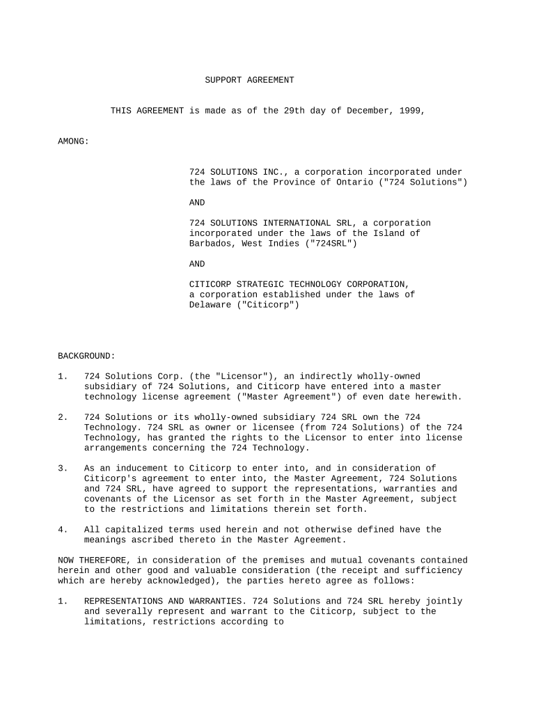 support agreement Doc Template | pdfFiller
