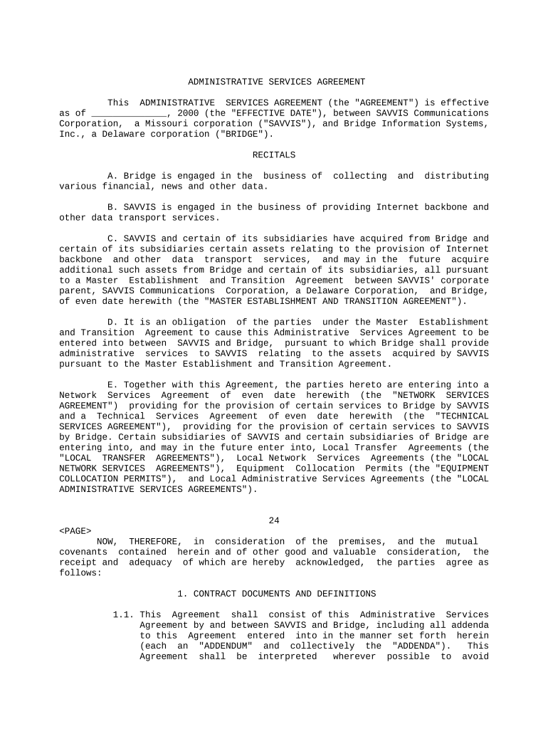 Transition Services Agreement Template
