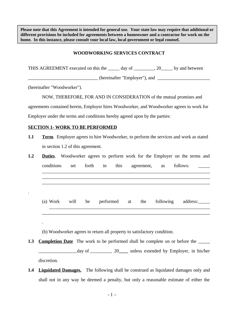 Woodworking Contract Template Doc Template PdfFiller