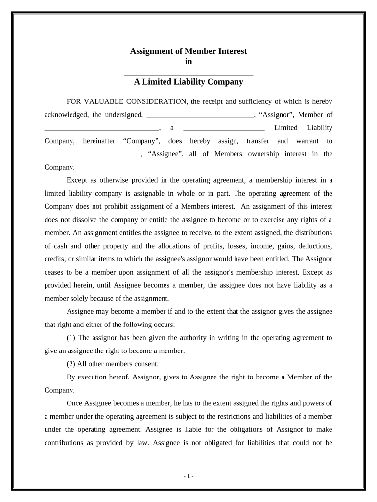 Llc Transfer Of Ownership Doc Template PdfFiller