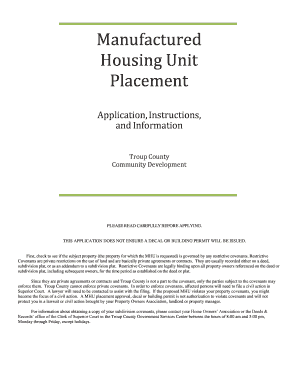 Fillable Online Manufactured Home Placement. Manufactured Home ...