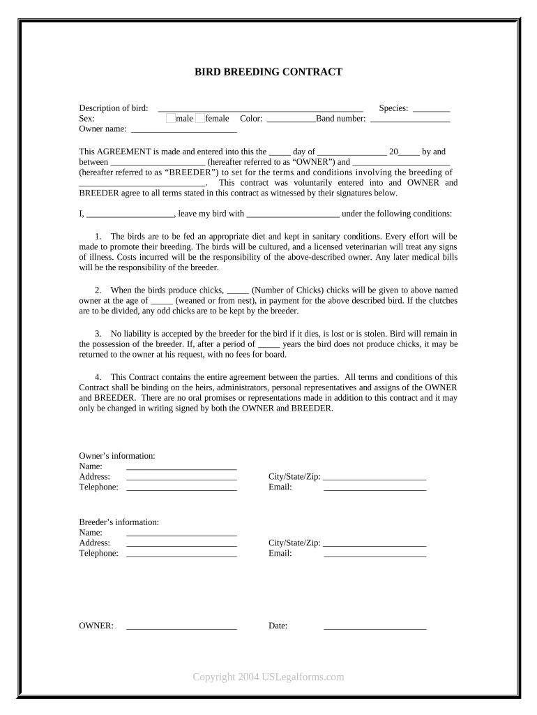 Breeding Contract Fill Out Sign Online DocHub