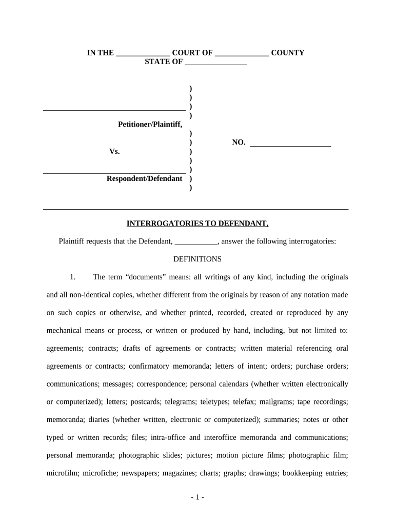 Interrogatories defendant injury: Fill out & sign online | DocHub
