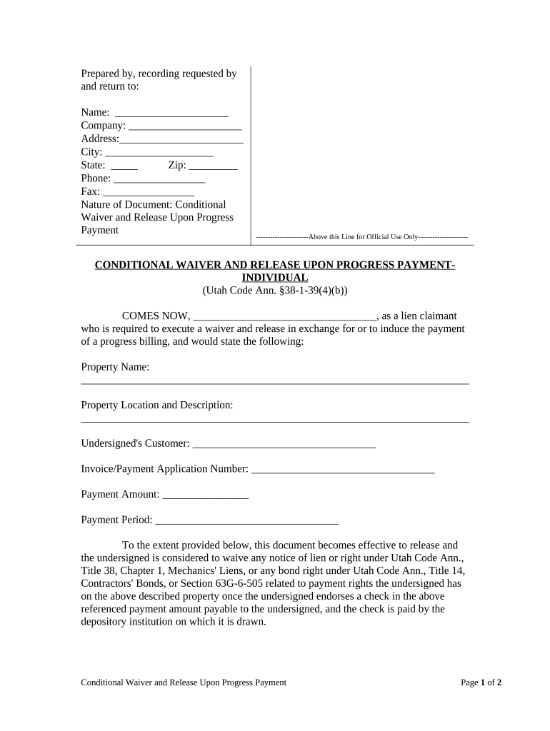 Progress lien waiver: Fill out & sign online | DocHub