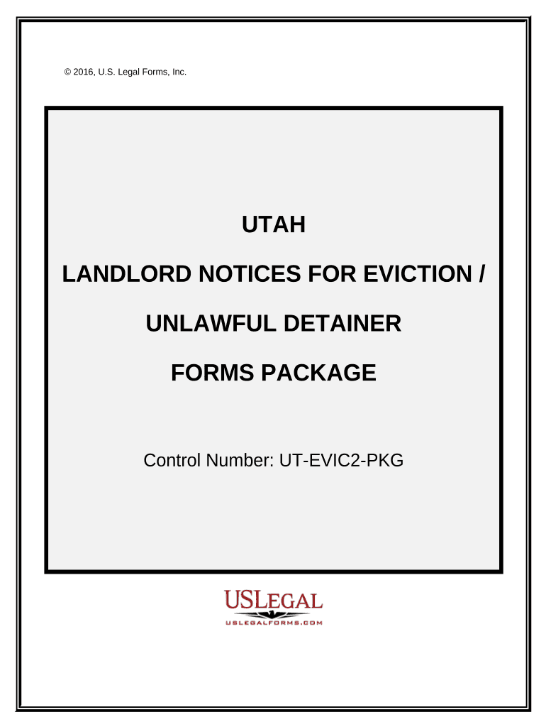 Utah Landlord Notices for Eviction / Unlawful Detainer s Package Doc Template | pdfFiller