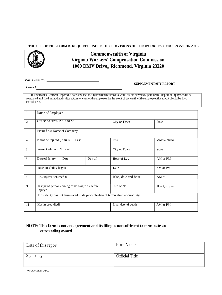 report workers compensation Doc Template | pdfFiller