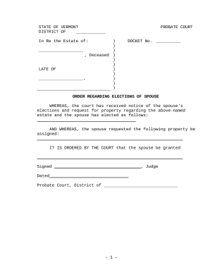vermont order Doc Template | pdfFiller