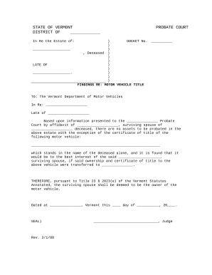vt vehicle title Doc Template | pdfFiller