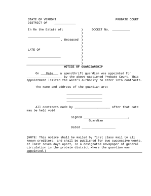 guardianship spendthrift Doc Template | pdfFiller