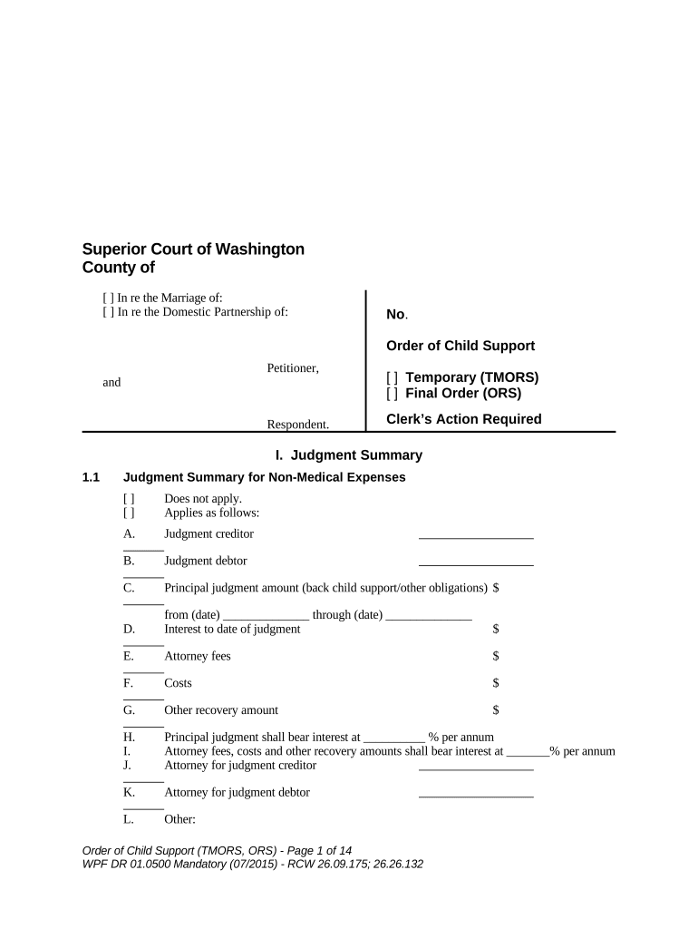 Wa Child Support Order Fill Out Sign Online DocHub