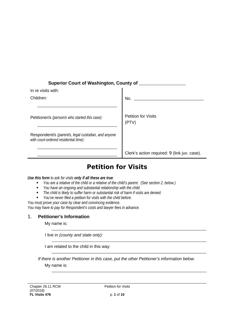 WPF CU 03.0300 - Petition for Visitation Rights - PT - Washington Doc Template | pdfFiller