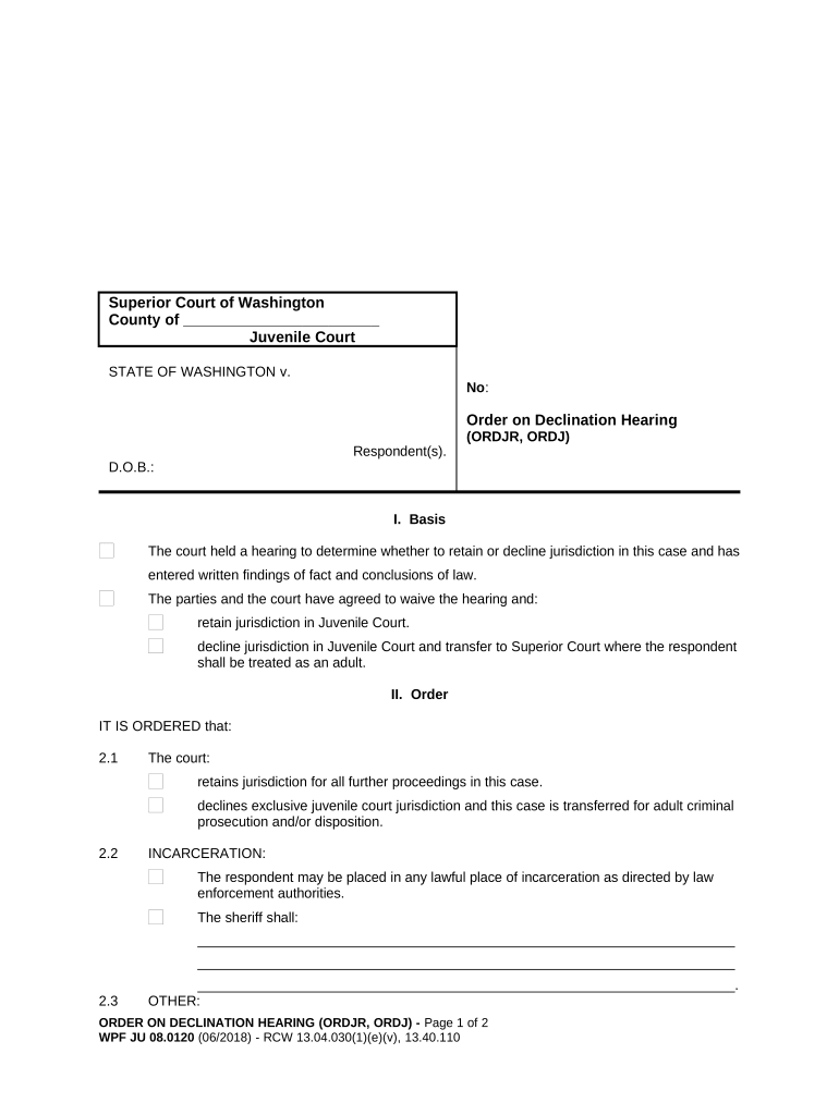 JU 08.0120 - Order on Declination Hearing - ORDJ Doc Template | pdfFiller
