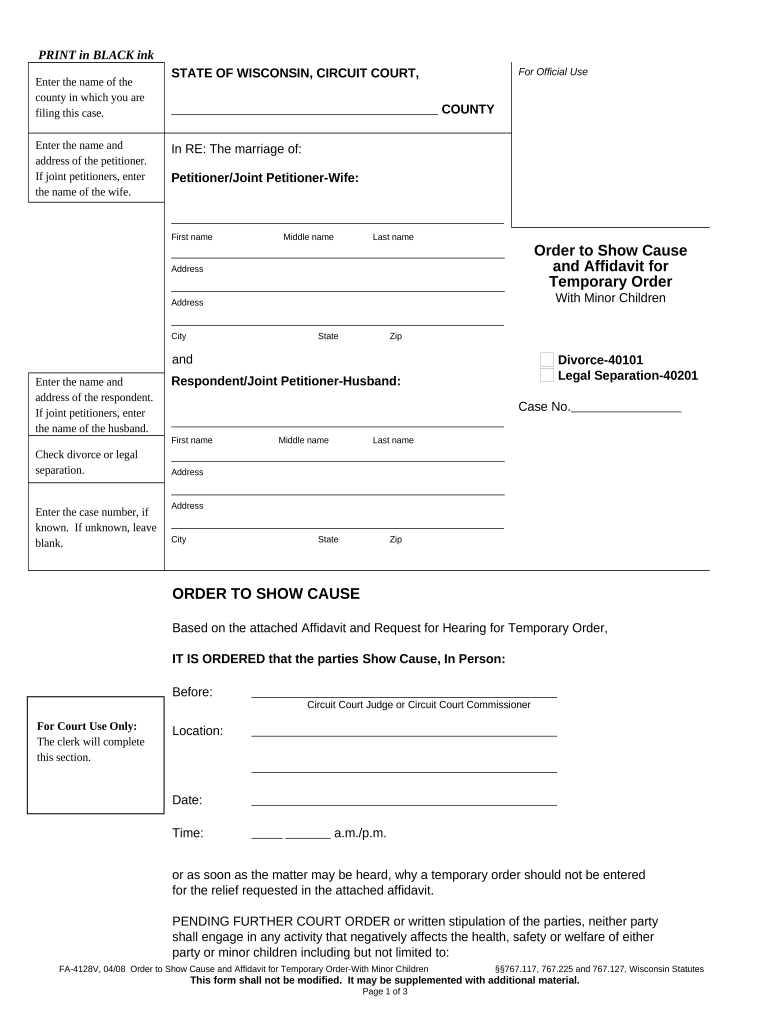 order affidavit temporary Doc Template | pdfFiller