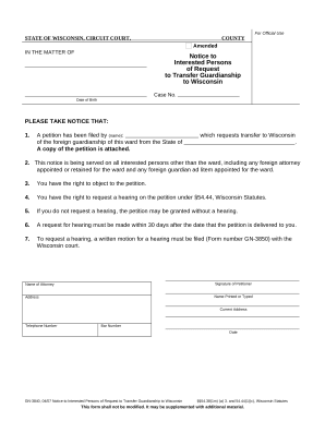 wisconsin notice to Doc Template | pdfFiller