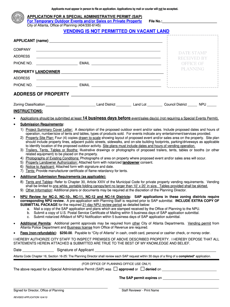 Fillable Online SAP - outdoor event+sales application - COMPLETE ...