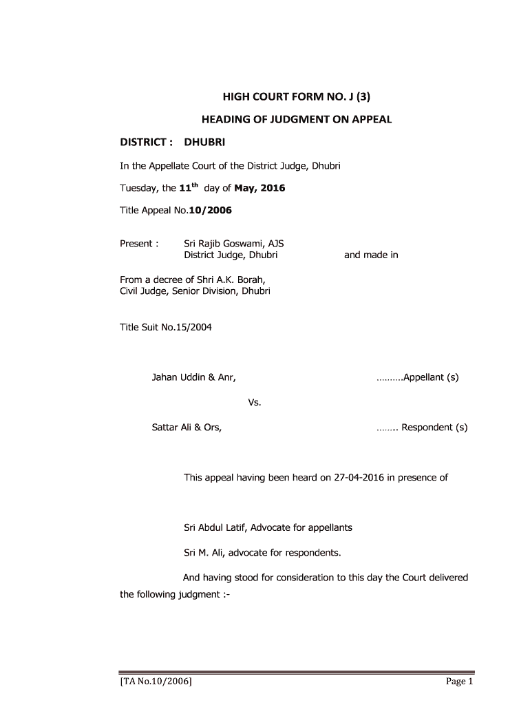 Fillable Online dhubrijudiciary gov Assam Schedule VII, Form No. 132 ...