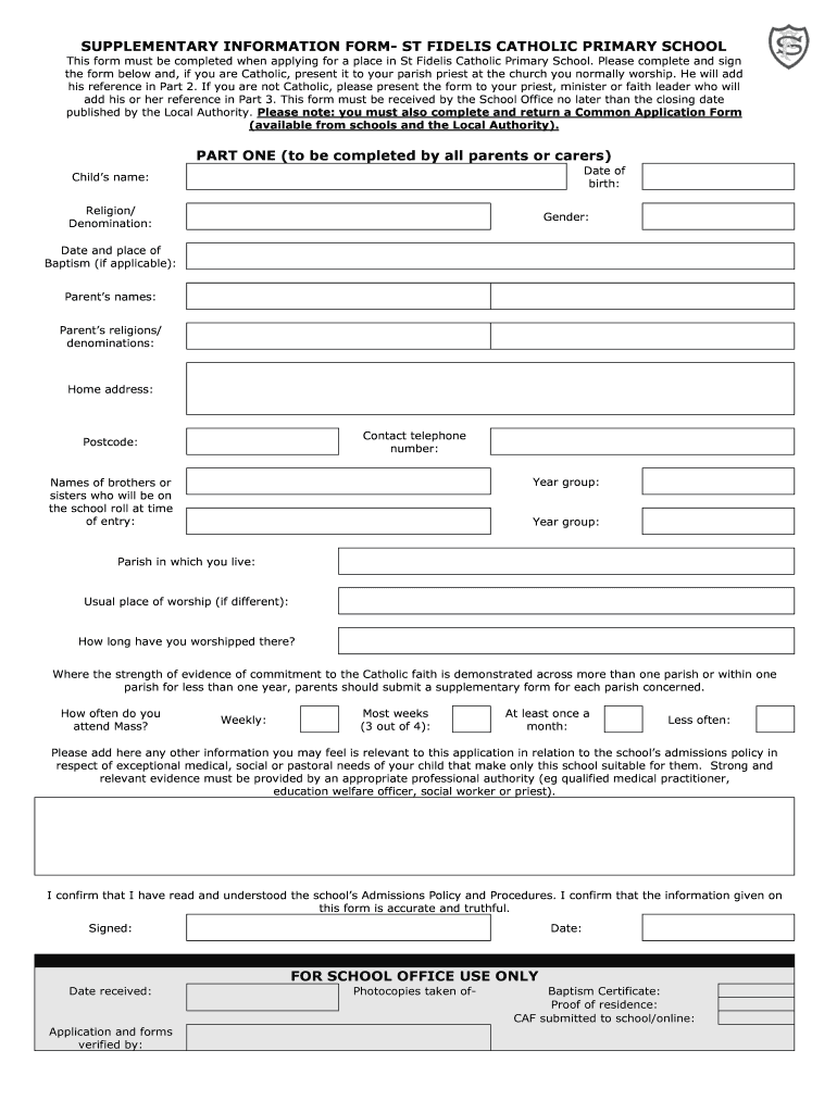Fillable Online Common Application Form (CAF) Primary School Admission ...