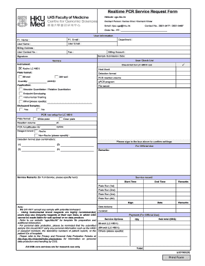 Fillable Online cgs hku Realtime PCR Service Request Form - HKU Fax ...