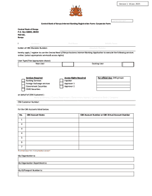 Fillable Online Central Bank of Kenya Internet Banking Registration Form: Corporate Form Fax ...