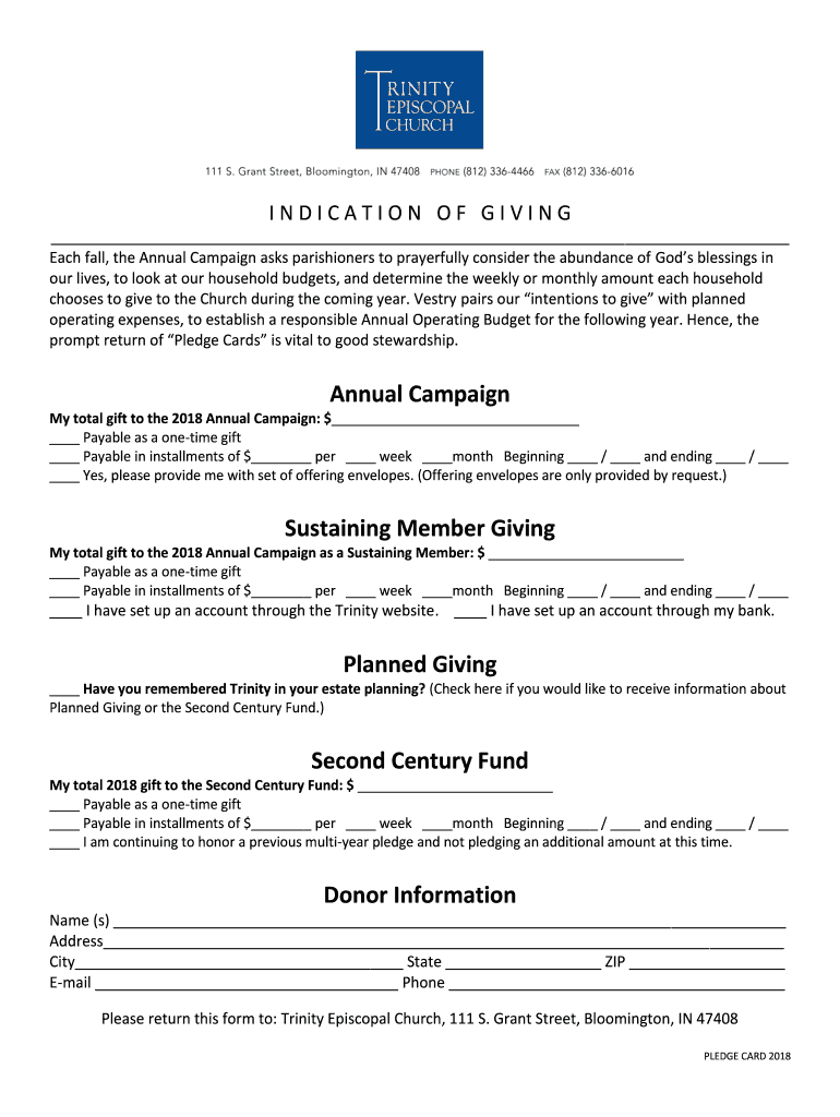 Fillable Online Annual Campaign Sustaining Member Giving Planned Giving ...