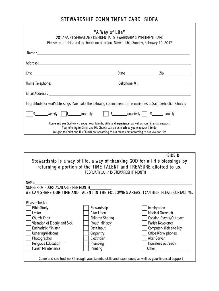 Fillable Online Sample Commitment Card - Greek Orthodox Archdiocese Fax ...