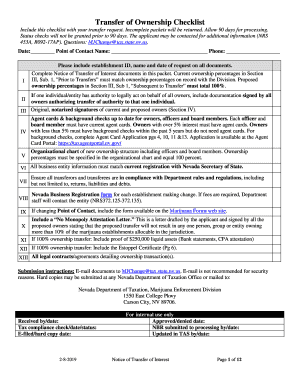Fillable Online Transfer of Interest Checklist - Nevada Department of ...