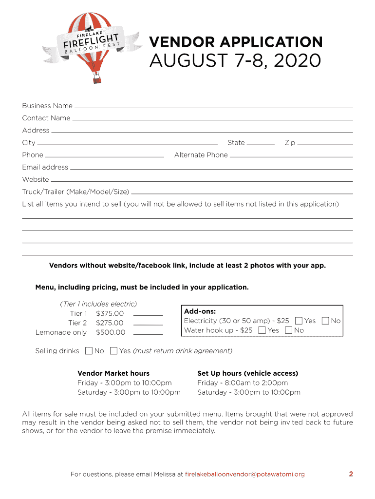 Fillable Online VENDOR APPLICATION PACKET INSTRUCTIONS Fax Email Print ...