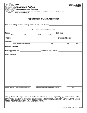 Fillable Online Form08236 : Replacement of CDIB Application - Chickasaw ...