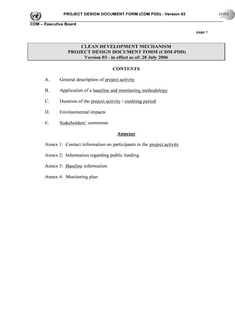Fillable Online Get the Get the PROJECT DESIGN DOCUMENT FORM CDM ... Fax Email Print - pdfFiller