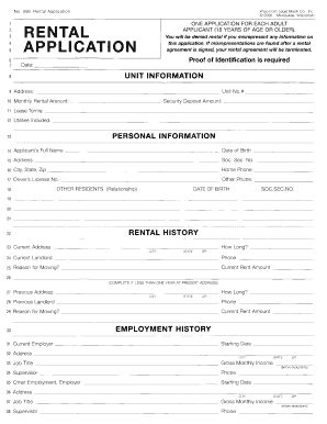 Fillable Online Form 996 Rental Application - Fill Online, Printable ...