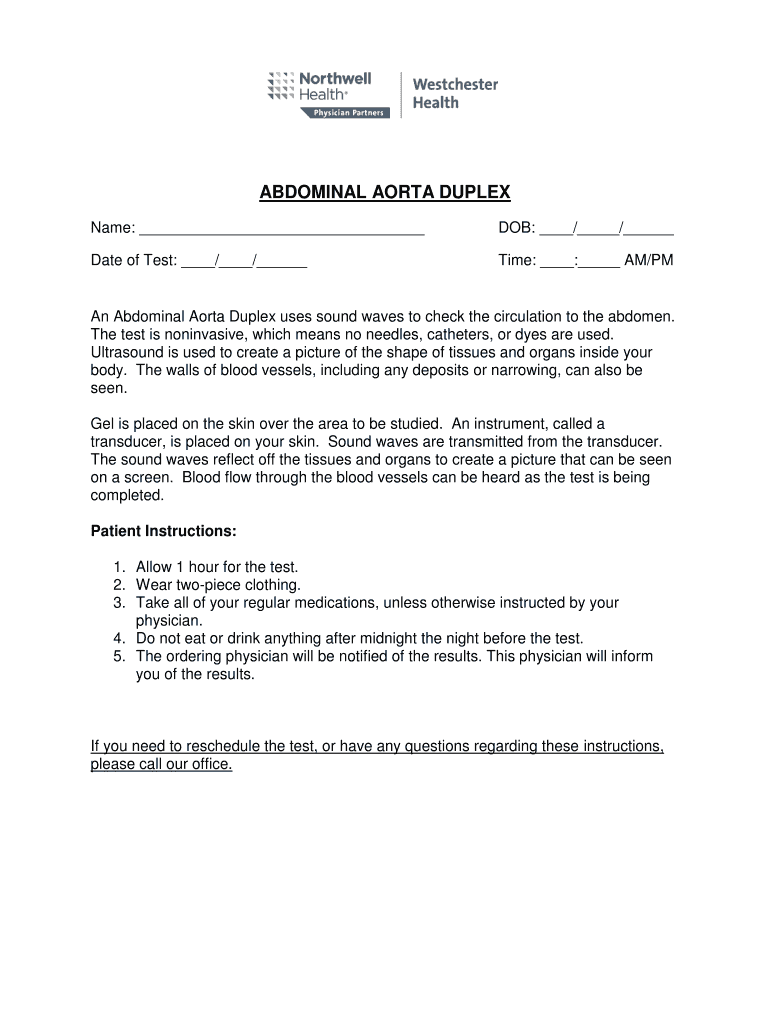 Fillable Online Abdominal Aortic Aneurysm (AAA) - Diagnosis and ...